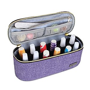 LUXJA Nail Polish Organizer - Holds 12 Bottles (15ml - 0.5 fl.oz), Nail Polish Case for Polish and Small Tools, Purple