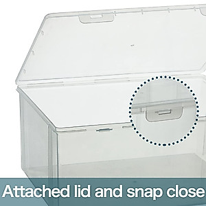 EZOWare 9 Pieces Clear Plastic Flip Top Latching Storage Box Container, Stackable Hinged Organization Bins With Latch Lid For Craft Room, Small Hobby - 3 Sizes