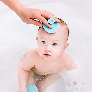 Ubbi Jellyfish Silicone Baby Bath Sponges, Baby Bathing and Care Essentials for Newborns, Baby Bath Brushes for Dry Skin and Cradle Cap, Set of 3