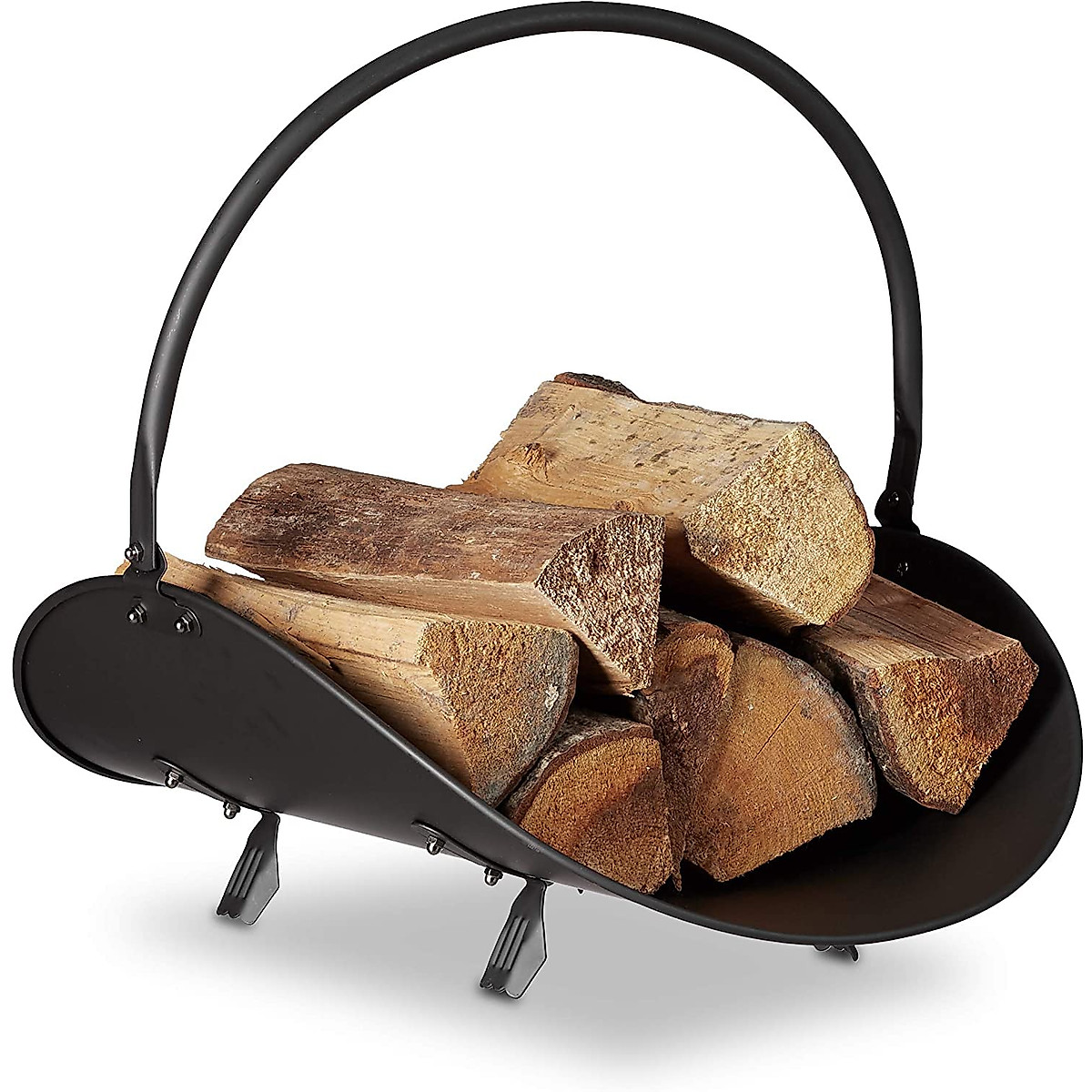 CALIDOLA Black Log Holder Indoor and Outdoor Firewood Rack Hearth Basket