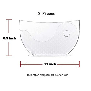 Rice Paper Water Bowl Dipper Spring Roll Water Bowl Rice Paper Holder Rice Bowl Rice Roll Shrimp Spring Vietnamese Rice Paper Holder Spring Roll Water Dipper Rice Wraps for Spring Rolls 2 Pack