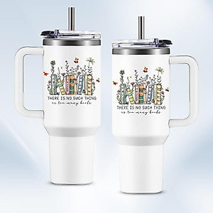 HYMONA Book Lover Gifts for Women - 40 Oz Book Lovers Coffee Tumbler with Handle - Book Cups, Birthday Gifts for Book Lovers Women/Readers Gifts, Librarian/Bookish/Book Club/Bookworm/Reading Gift