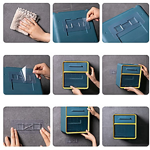 Toilet Paper Holder, Self Adhesive Toilet Paper Roll Holder Multifunction Wall Mounted Plastic Waterproof Toilet Tissue Holder for Bathroom(Grey)