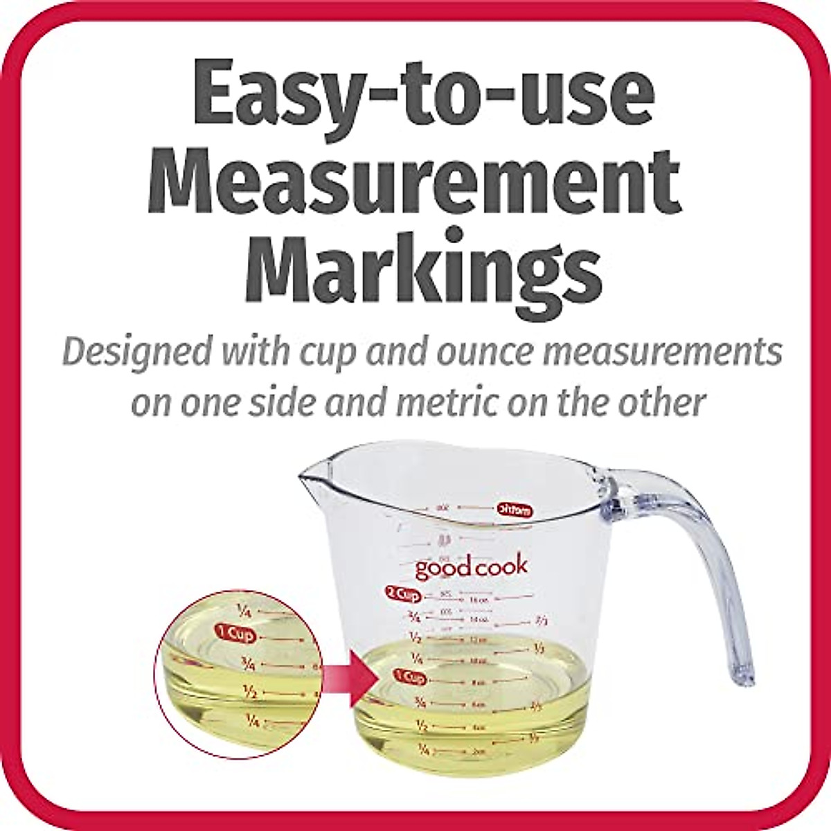 BRADSHAW INTERNATIONAL 19864 2Cup Plastic Measuring Cup
