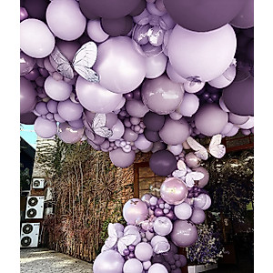 Purple Balloon Garland Arch Kit Lavender Lilac Double Stuffed Balloons Set For Birthday Baby Shower Graduation Prom Sweet 16 Encanto Wednesday Addams