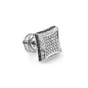 Dazzlingrock Collection 0.05 Carat (ctw) 14K Round White Diamond Micro Pave Kite Shape Stud Earring (Only 1pc), White Gold