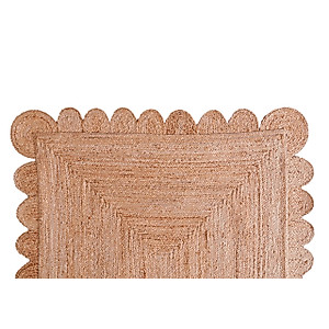 Scallop Pattern Jute Bohemian Area Rug (Natural, 2' x 3')