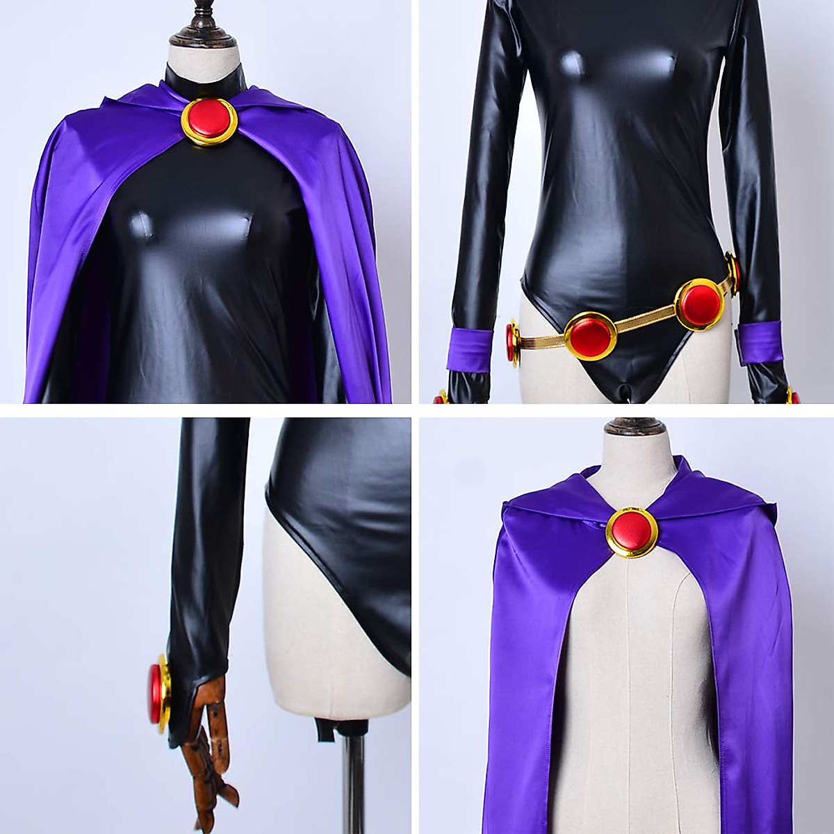 miccostumes Women's Costume Magical Girl Cosplay Fighting Bodysuit Full Set With Purple Hooded Cloak (M)