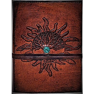 Leather Journal Refillable Lined Paper SUN Tree of Life Handmade Leather Journal Notebook Diary/Bound Daily Notepad for Men&Women Medium,Writing pad Gift for Artist,Sketch /Writing (small)