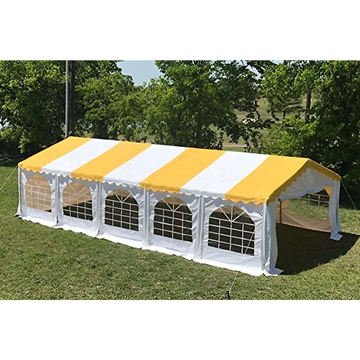 DELTA Canopies 32'x16' Budget PVC Wedding Party Tent,Easy Setup Outdoor Event Canopy,Backyard Garden Shelter Gazebo,with Waterproof Top,Galvanized Steel Frame,Commercial/Residential Use,Yellow White
