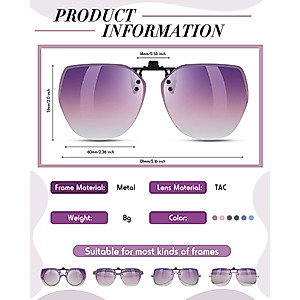 Weewooday 6 Pairs Polarized Polygon Style Clip On Sunglasses Flip Up Driving Clip on Glasses for Outdoors Indoors Men Women, 6 Colors