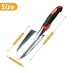 defutay Garden Trowel, Garden Shovel Hand Shovel with Non-Slip Handle, Aluminum Heavy Duty Shovels for Transplanting, Weeding, Moving and Smoothing Digging & Planting (Orange)