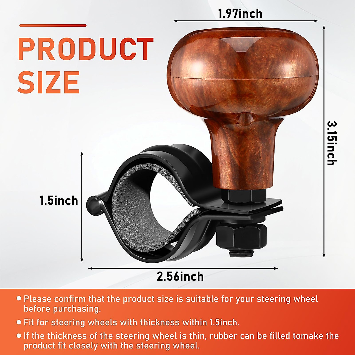 2 Pieces Steering Wheel Knob Spinner Suicide Knobs Steering Wheel 360 Degrees Rotation Tractor Accessories for Cars, Trucks, Tractors, Boats, Golf Carts (Black and Brown)