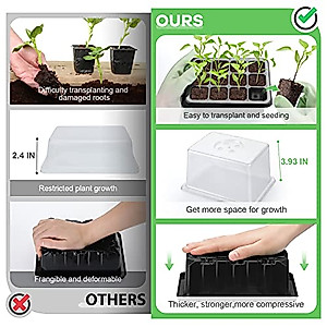 Lunies 6 Packs Seed Starter Trays with Grow Light, Seeding Starter Tray with Adjustable Humidity Dome, Base Indoor Greenhouse Germination Kit for Seed Growing Starting(12 Cells per Tray, Black)