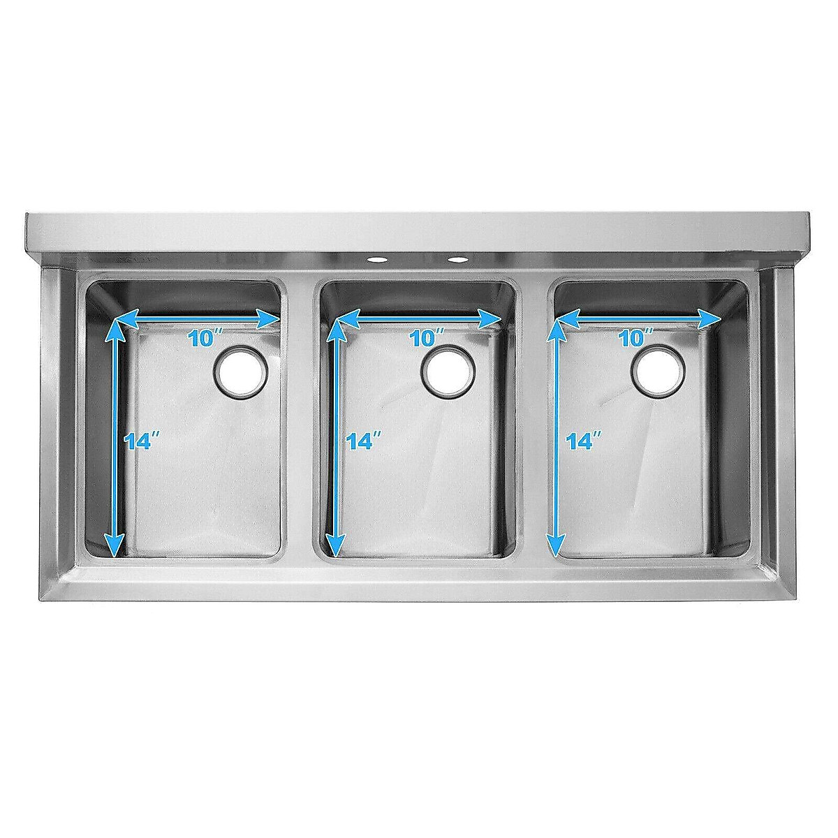 UHTQ Three 3 Compartment Stainless Steel Commercial Kitchen Bar Sink Kitchen sink Kitchen accessories Portable sink Home improvement Kitchen sinks Kitchen sink accessories