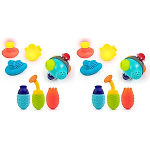 Sassy Light Up Buoy, Boats, Shower Ball & Ez Squeezies Bath Toys 7Piece Set - Ages 6+ Months (Pack of 2)