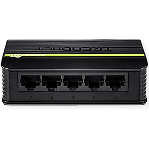 TRENDnet 5-Port Unmanaged 10/100 Mbps GREENnet Ethernet Desktop Plastic Housing Switch, 5 X 10/100 Mbps Ports, 1Gbps Switching Capacity, TE100-S5