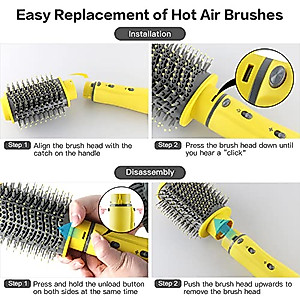 Hair Dryer Brush, WeChip 4 in 1 Hot Air Brush for Drying/Curling/Straightening, One-Step Blow Dryer Brush & Volumizer with Ceramic Coating, 3 Temperature Settings, Detachable Design for Travel Salon