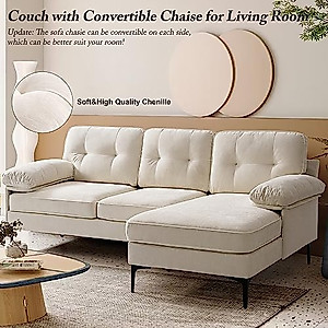 ABAKAN 79” Modern Sectional Sofas Couches for Living Room, Chenille L Shaped Couches with Chaise for Small Spaces, Sofa with Solid Wood Frame, Attached Armrest, Easy to Install(Beige)
