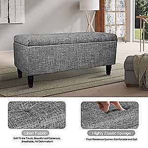 Storage Ottoman Bench, End of Bed Bench for Bedroom, Button Tufted Bench with Storage for Entryway, Living Room, Hallway, Large Storage Bench Foot Rest (Dark Grey)