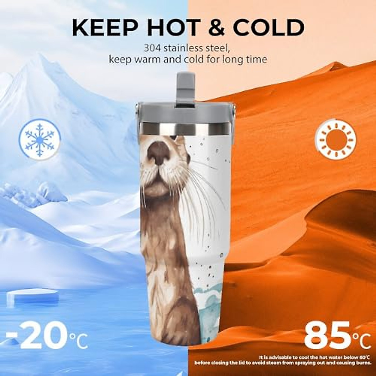 SYJTGDE Large Capacity Car Cup Sea Otter Fashionable Upgrade Car Cup Advanced And Beautiful Travel Cup