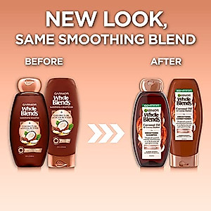 Garnier Whole Blends Coconut Oil & Cocoa Butter Smoothing Shampoo and Conditioner Set for Frizzy Hair, 22 Fl Oz (2 Items), 1 Kit (Packaging May Vary)