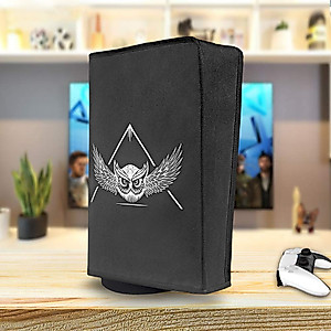 MASiKEN Dust Cover for PS5 Disc and Digital Edition, Waterproof Nylon Fabric PlayStation5 Console Cover Accessories, Protective Soft Neat Lining Anti Scratch, Easy Access Cable Port (Angry Owl)