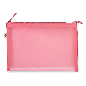 Kate Spade New York Jotter Pouch with Office/School Supplies for Women, Mesh Travel Zip Pouch Includes 2 Notebooks and Ink Pen, Pink Colorblock
