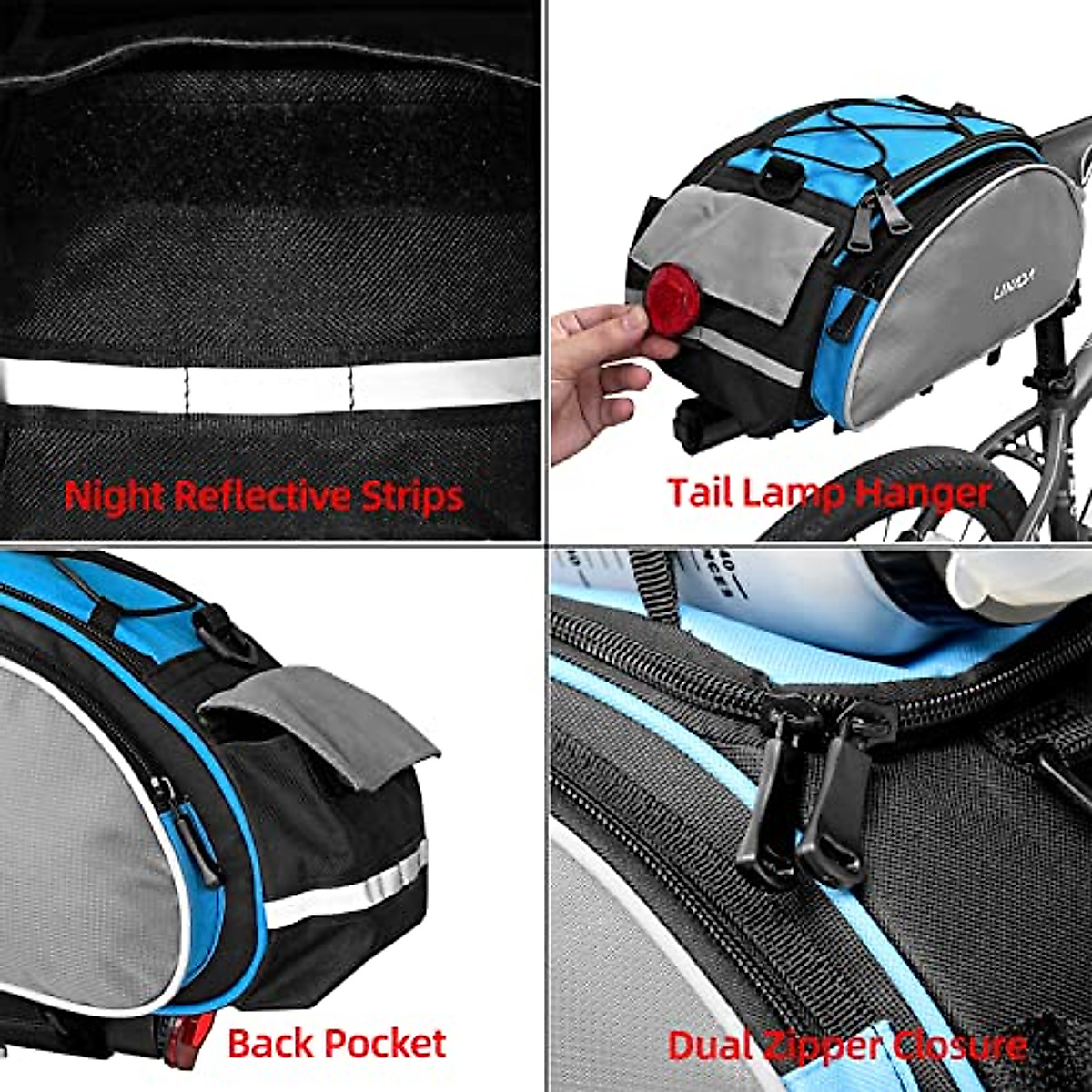 LIXADA Bicycle Rack Bag 13L Waterproof Cycling Bike Rear Seat Cargo Bag MTB Road Bike Rack Carrier Trunk Bag Pannier Handbag