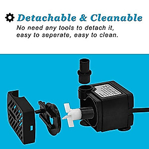 DOMICA 3W 50GPH Mini Submersible Water Pump, Small Fountain Pump for Pond, Aquariums, Fish Tank, Tabletop Fountain, Pet Fountain, Indoor or Outdoor Fountain