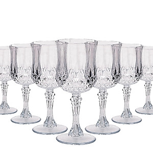 Fun Express Bulk Clear Plastic Patterned Wine Glasses, 48 Pieces, Wedding, Reception, Grand Event Party Supplies