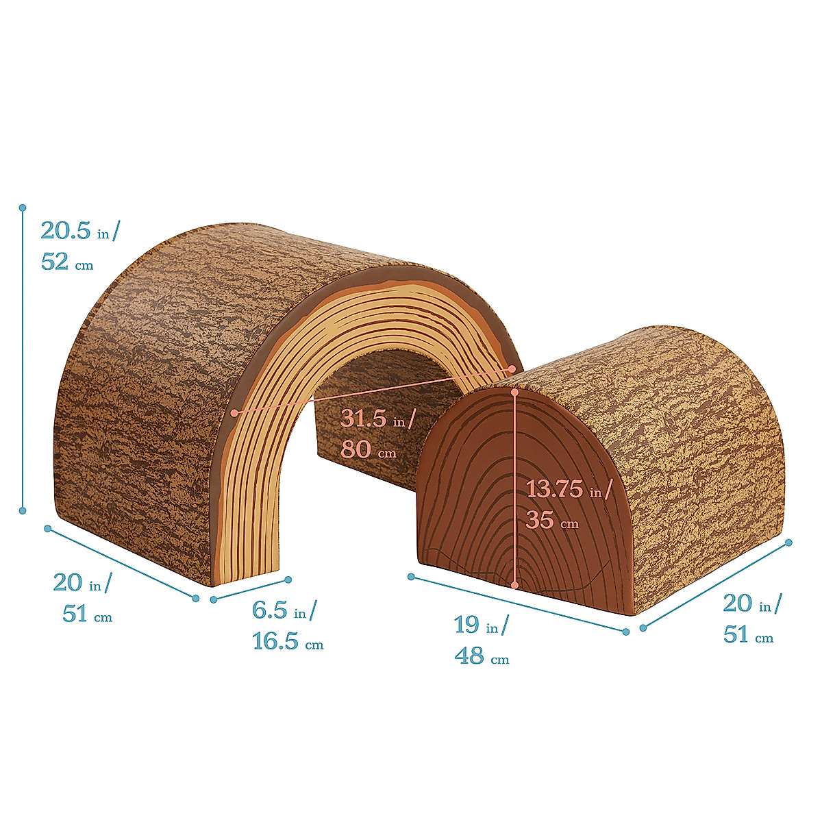 ECR4Kids SoftZone Tree Tunnel and Climber, Toddler Playset, Chocolate, 2-Piece