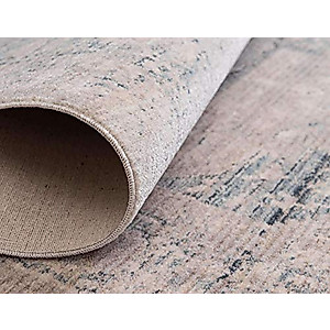 Unique Loom Noble Collection Country, Traditional, Distressed, Vintage, Geometric, Border, Medallion Area Rug, 2' 7" x 9' 11", Blue/Beige