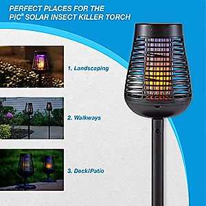 PIC Solar Insect Killer Torch (DFST), Bug Zapper and Accent Light, Solar Bug Zapper - Kills Bugs on Contact