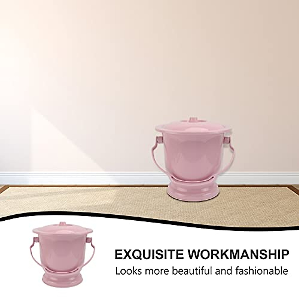 Cabilock Portable Toilet for Kids Portable Toilet Urinal Spittoon Chamber Pot Potty Plastics Bedpan Urine Bucket Bottle with Lid for Household Adults Child Pregnant (Pink) Bedside Commode Bucket