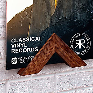 TIMCORR Vinyl Record Holder Set : Vinyl Wall Mount for Record Display, Pine Wood Album Shelf with Sticky Transparent Tapes Hanging on the Wall (Pine Wood Set of 2)