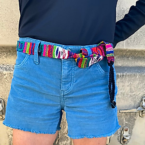 Mayan Arts Single Long Belt Strap, Hat Band, Hatband, Handmade in Textile, Bright Multi Color 55 x 1.25 Inches