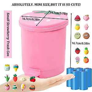 BxuxJar Strawberry Trash Can, Kawaii Mini Trash Can with Lid Cute Room Decor Bathroom Trash Cans, Kawaii Room Decor Strawberry Garbage Can with Lid for Home, Car, Bathroom