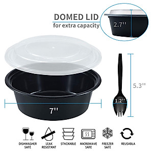 Plastic Meal Prep Containers, 30 Pack 32 oz, Reusable Food Storage Containers with Lids, Salad Container for lunch, Disposable Salad Bowls, Food Prep Bowls, Takeout Bento Box Freezer 10 Forks