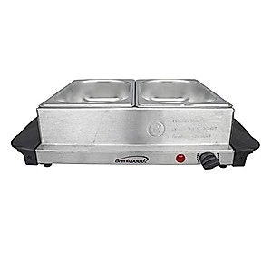 Brentwood 3-Quart 2 Pan Buffet Server and Warming Tray, Brushed Stainless Steel