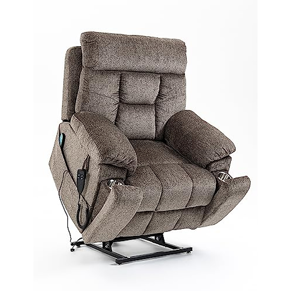 Cobplns 26 in Extra Wide Recliner&Overstuffed Chair, 400lb Weight Capacity 180° Adjustment Comfort Large Recliner & Lift Chair with Water Cup Holder, Full Body Massage, Lumbar Heating(Grey)