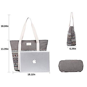 Wxnow Canvas Boho Tote Bag Top Handle for Women Shoulder Hobo Purse Beach Handbags School Word Travel Shopping Pack B-Light Grey