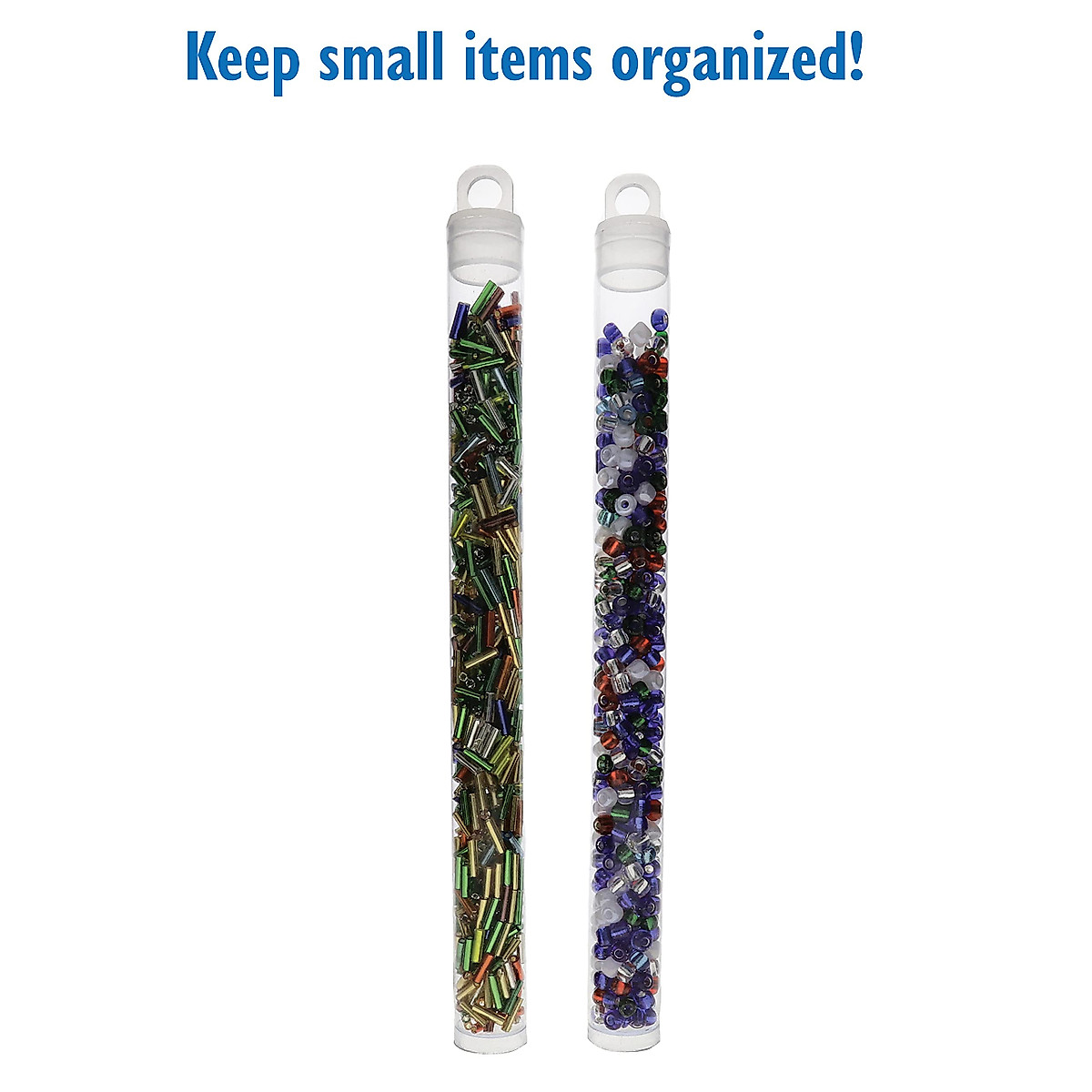 The Beadsmith Clear Plastic Tubes - 6-Inch-Long Round Tubes, 9/16 Inches in Diameter - Friction Hanging Caps - Use for Beads, Bath Salts, Wedding & Party Favors, Home or Office Storage - Bag of 100