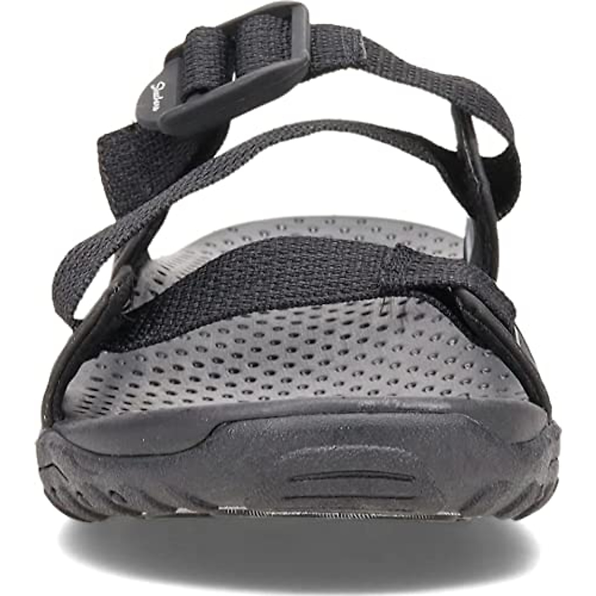 Skechers Women's Reggae-Quick Hello Sport Sandal, Black/Black, 8