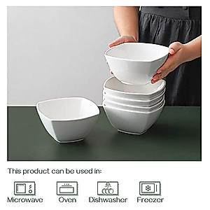 DOWAN Square Salad Bowls Set of 6-27 Oz Porcelain Cereal Bowls, White Serving Bowl Set for Soup Ice Cream Dessert, Bowls for Kitchen, Chip Resistant, Dishwasher & Microwave Safe, Fathers Day Gift