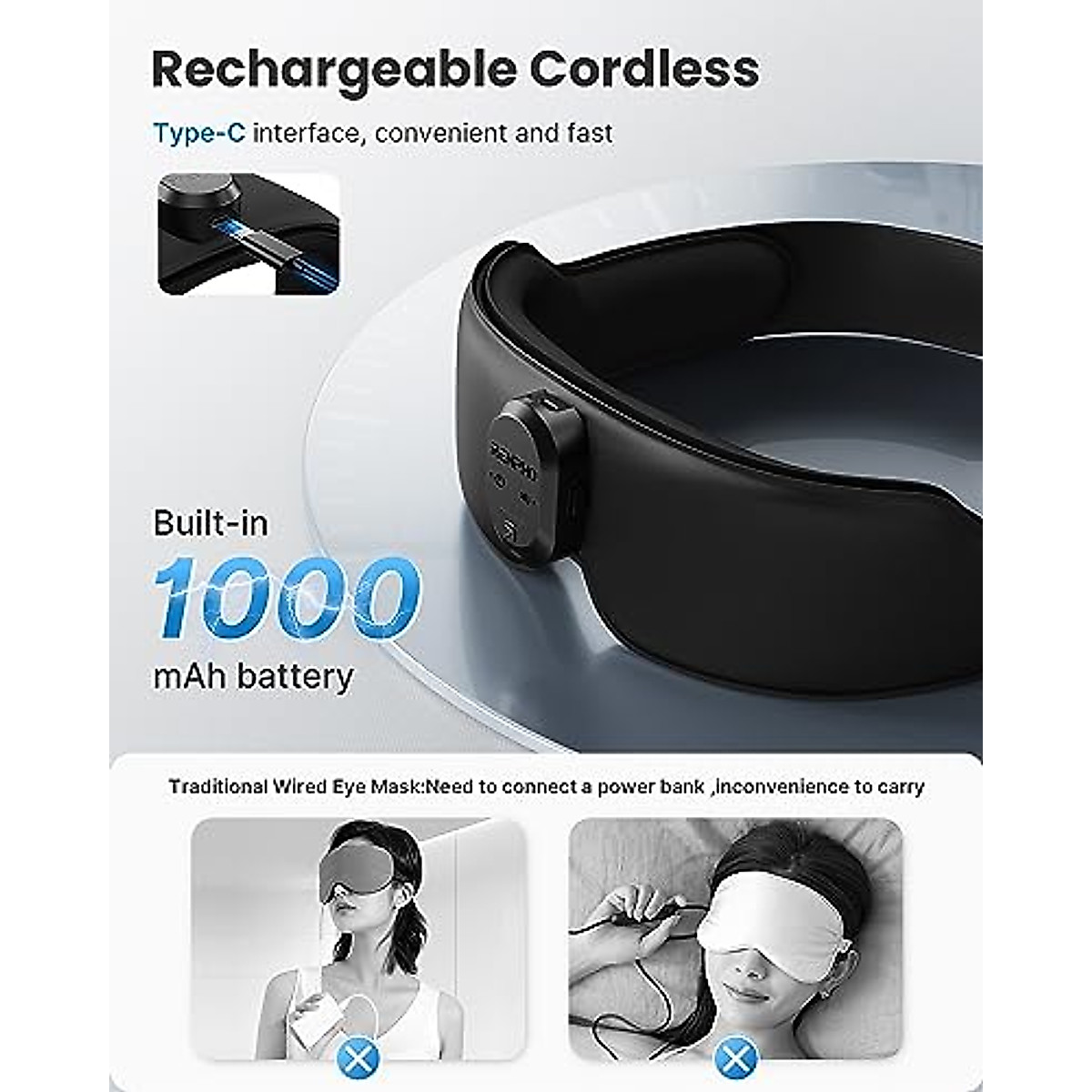 RENPHO Heated Sleep Mask with Bluetooth Headphone,Aromatherapy 3D Wireless Eye Mask for Side Sleeper, Warm Eye Compress Mask, Relaxation & Meditation Gifts for Men/Women