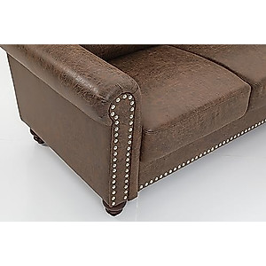 INMOZATA Leather Sofa for Living Room 80 inch Modern Couch, Tufted Cushions Upholstery Leather Couches with Nailhead Trim 3-Seater Sofa for Apartment, Lounge Room,Bedroom,Dark Brown