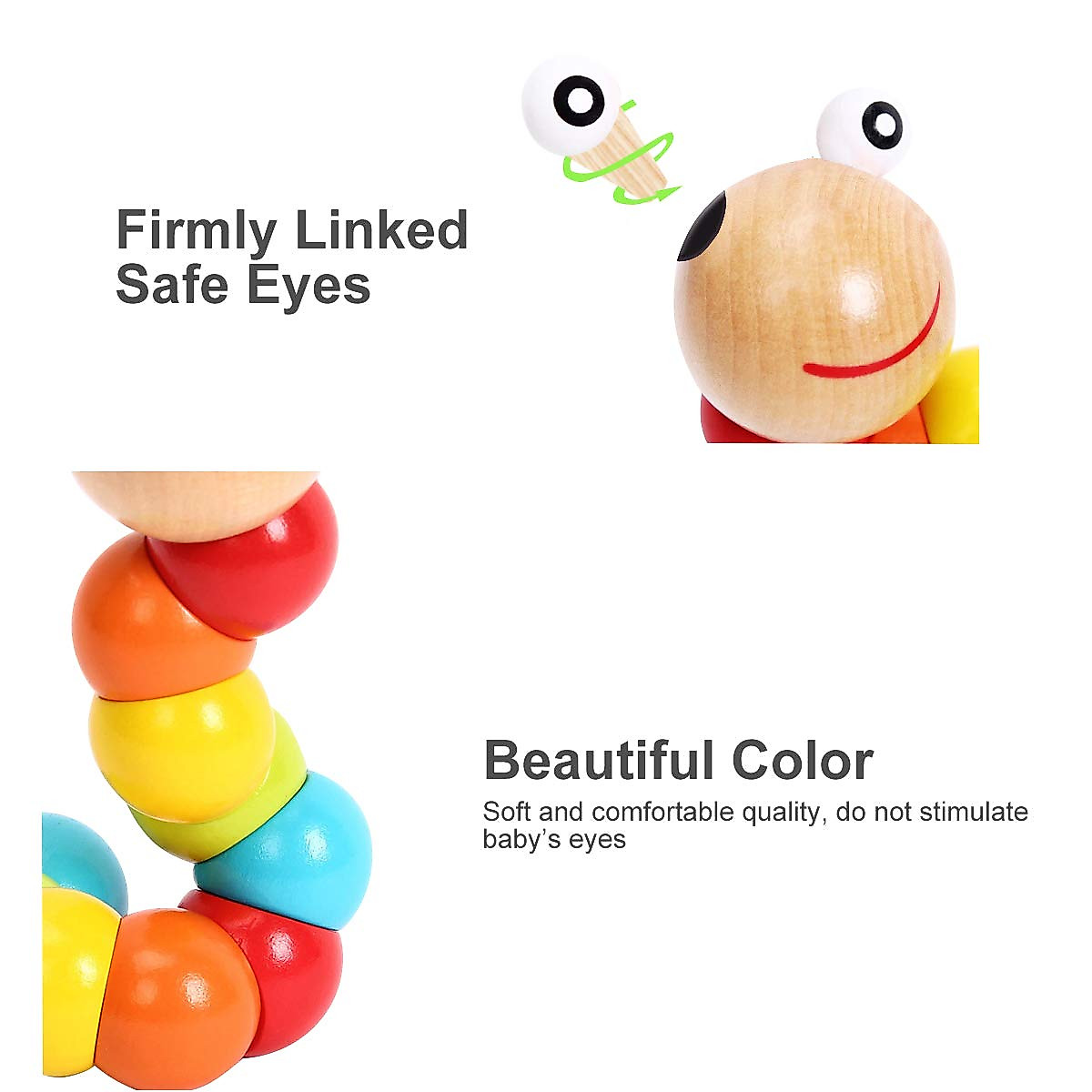 Figetget Baby Toys 6 to 12 Months, 12-18 Months, 3-6 Months Developmental, Tummy Time Toys Crawling Toys - Infant Toys - Caterpillar Twisting Baby Boy and Baby Girl Toys (2 Pack) (Rainbow)