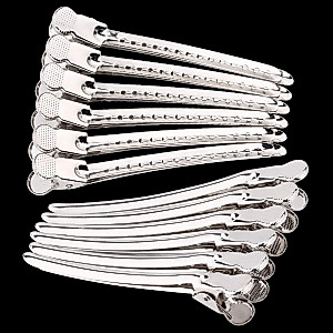 Alligator Hair Clips Metal Duck Bill Hair Clips for Styling - with Holes 3.5 inch Professional Sectioning Clips for Salon and Women Girls Accessories Silver