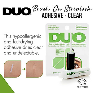 DUO Brush-On Strip Lash Adhesive with Vitamins A, C & E - Clear, Non-Irritating, Fast-Drying Lash Glue, Safe for Sensitive Eyes and Skin, for False Lashes, 0.18 oz, 2-Pack